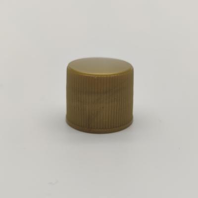 China Golden 18mm Screw Cap , Ribbed Wall Plastic Caps And Closures for sale