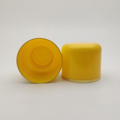 China 28mm Yellow Double Wall Cap , Hot Stamping Plastic Bottle Cover for sale