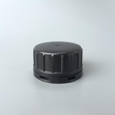 China 38mm Tamper Evident Lid , Non Dripping Black Plastic Cap for sale