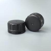 China 38mm Tamper Evident Lid , Non Dripping Black Plastic Cap for sale