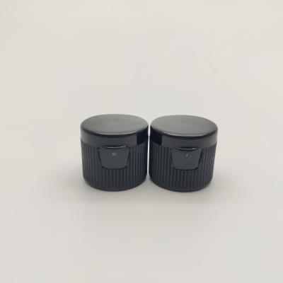 China Black Tiny Stripes 18/410 Plastic Flip Top Cap For Cosmetic Toner Bottle for sale