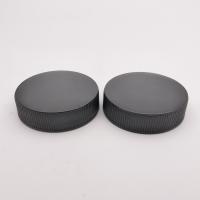 China 12mm Height Striped Edge Black Plastic Screw Cap For Toner Creams for sale