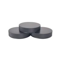 China 47MM Black Ribbed Plastic Jar Lid 47/400 PP Plastic Bottle Cap for sale