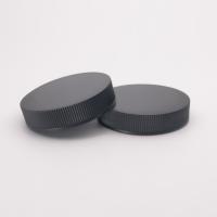 China 47MM Black Ribbed Plastic Jar Lid 47/400 PP Plastic Bottle Cap for sale