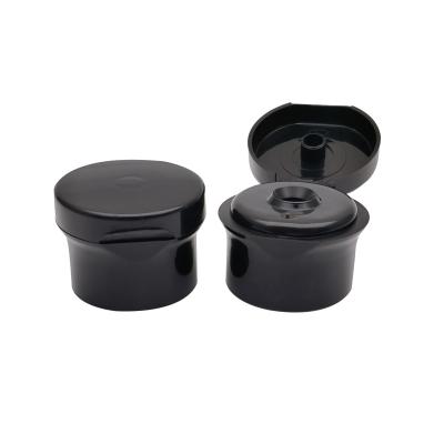 China Clamshell 24/410 Black Plastic Flip Top Cap For Shampoo Body Wash Bottle for sale