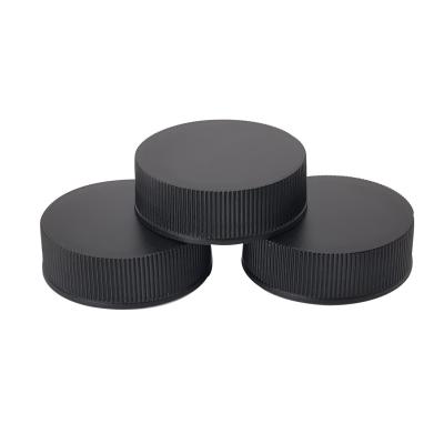China Hot Sale 33 MM Black Frosted plastic Screw Cap with Ribbed Side for sale