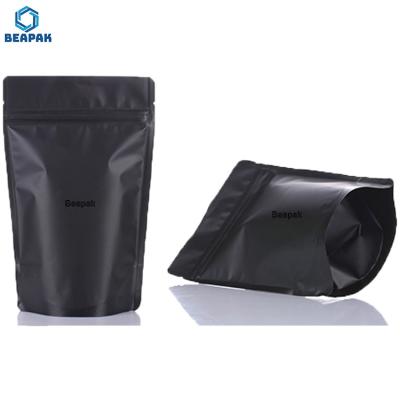 China Matte Black Reusable PE 8oz Aluminum Foil Stand Up Bag for sale
