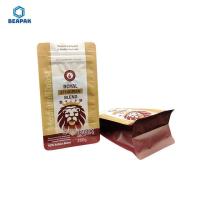 China Coffee Bean Zipper Resealable Flat Bottom Pouches for sale