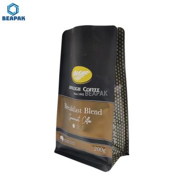 China Coffee Bean Moisture Proof Matte 200g Flat Bottom Pouches for sale