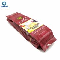 China Side gusset flat bottom custom printed drip coffee bean packaging bag aluminum foil coffee bag with valve and tin tie for sale