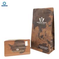 China Logo Printed 120um Flat Bottom Coffee Pouch With Valve for sale