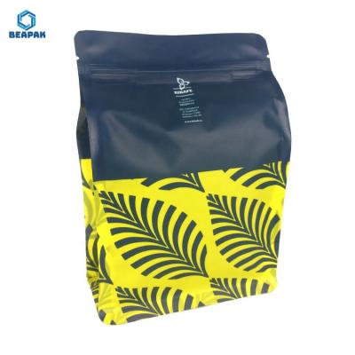 China Recyclable Coffee Laminated 120um Gusseted Flat Bottom Pouches for sale