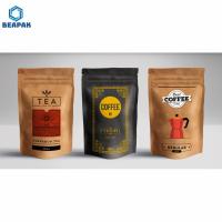 China Printed Kraft Paper 180 Micron One Way Valve Coffee Bags for sale