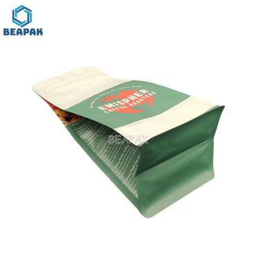 China Custom Design Flat Bottom Matte Coffee Beans Food Pouches for sale