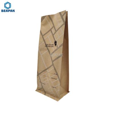 China Matte Lined Brown Kraft Paper One Way Valve Coffee Bags for sale
