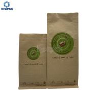 China Aluminum Foil Block Bottom Valve 12Oz Kraft Paper Coffee Bags for sale