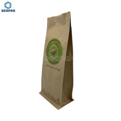 China Aluminum Foil Block Bottom Valve 12Oz Kraft Paper Coffee Bags for sale