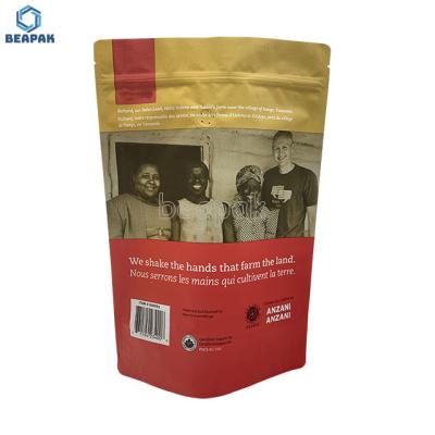 China Food Packaging Kraft Paper 250g Coffee Stand Up Pouches for sale