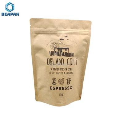China Coffee Paper Kraft Packaging 8oz Aluminum Stand Up Pouch for sale