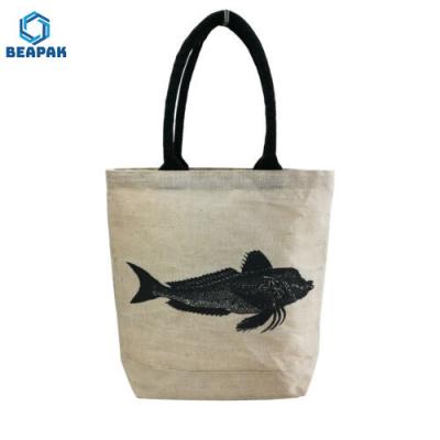 China Custom Logo Shopping Cotton Linen Flax Burlap Shopping Bag for sale
