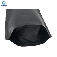 China Stock Aluminium Foil Zipper Doypack Black Matte Stand Up Pouch for sale