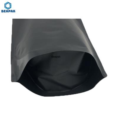 China Stock Aluminium Foil Zipper Doypack Black Matte Stand Up Pouch for sale