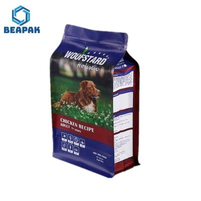 China Different Size Printed Reusable Flat Bottom resealable Pet Food Bags for sale