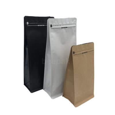 China Coffee Tea Recyclable 200 Microns Flat Bottom Pouches for sale