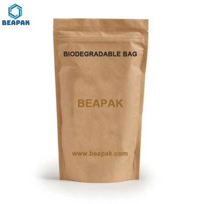 China Zipper Biodegradable PLA Stand Up Coffee Bag 200 Microns for sale