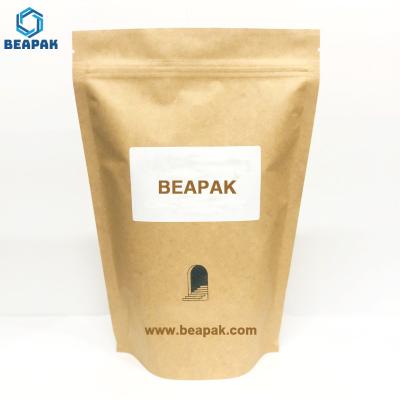 China Biodegradable Kraft Paper Coffee Bags 200 Microns Stand Up for sale