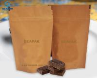 China Biodegradable Kraft Paper Coffee Bags 200 Microns Stand Up for sale