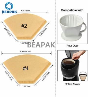 China 40/100 Count Cone Coffee Filters Gravure Printing Coffee Paper Filter for sale