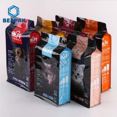 China Printed Resealable Flat Bottom Pet Food Bag Hot Stamping With Zipper for sale