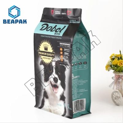 China Side Gusset Zip Sealed Animal Feed Packaging Bags With Flat Bottom for sale