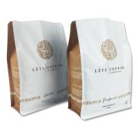 China 250g 500g Flat Bottom Coffee Bags Biodegradable Zipper Coffee Packaging Bags for sale