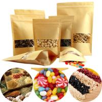 China Biodegradable Recycled Stand Up Pouches Brown Kraft Paper Bags for sale