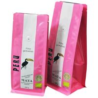 China Flat Bottom Doypack Pouch Coffee Packaging Quad Seal Bag With Zipper for sale