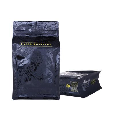 China FDA Biodegrade Stand Up Flat Bottom Ziplock Packaging Coffee Bag With Valve for sale