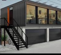 China 2 Floors Steel Prefab House Family Living With Parking Lot Glass Door for sale
