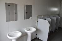China Modern Steel Two Doors Flat Pack Container House For Public Shower Room for sale