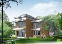 China Modern Luxury Light Steel Villa House / Two Story Prefab House With Garage for sale