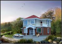 China Modern Luxury Light Steel Villa House / Two Story Prefab House With Garage for sale