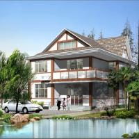 China Modern Luxury Light Steel Villa House / Two Story Prefab House With Garage for sale