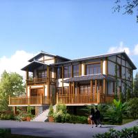 China Beautiful Urban Two Story Prefabricated Homes Small Structure Modern for sale