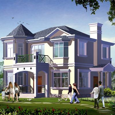 China 2 Storey Prefab Homes Plans Villa Light Steel Frame Sandwich Panel for sale