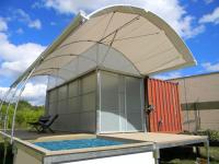 China 3 4 Layers Prefab Flat Pack Steel Storage Containers Flat With Sun Proof Roof for sale