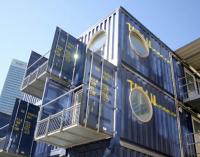 China Home Living Flat Pack Container / Modern Prefab Container Homes Rock Wool Sandwich Panel for sale