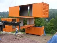 China Home Living Flat Pack Container / Modern Prefab Container Homes Rock Wool Sandwich Panel for sale