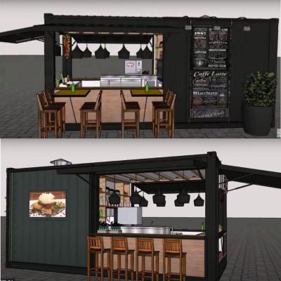 China 20ft 40ft Mobile Street Fast Food Store Prefabricated Shipping Container Coffee Shop Cafe Bar for sale