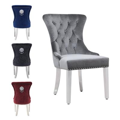 China Modern 0.2CBM SS Dining Chairs Home Furniture Velvet Fabric Dining Chairs for sale